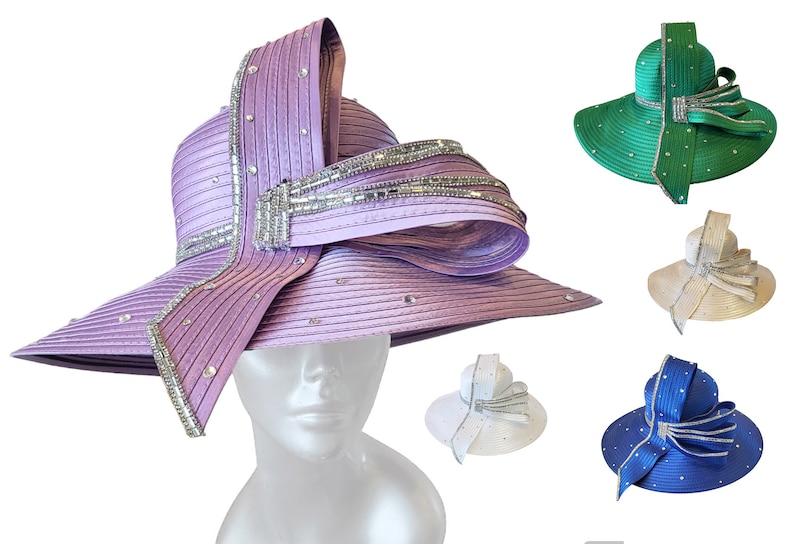 Satin Ribbon Church Hat: Crystal Rhinestone Bow, Special Occasion - Etsy