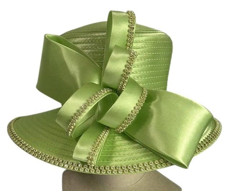 Designer Couture Satin Derby Hat: Rhinestone Bow, Special Occasion - Etsy