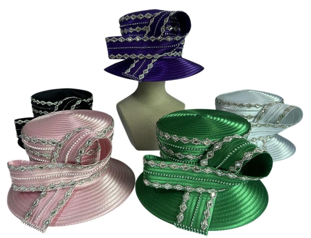 Satin Ribbon Church Hat: Rhinestone Couture Derby Hat - Etsy
