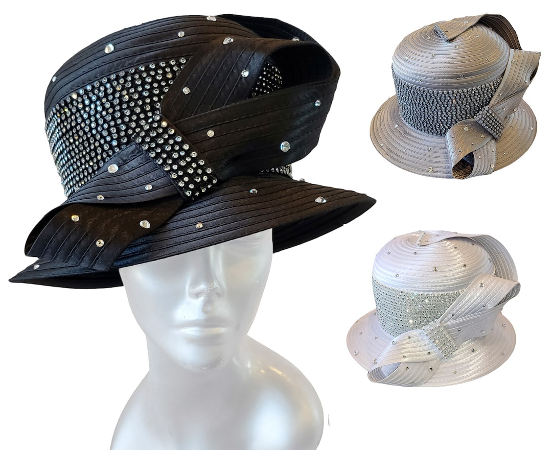 All Year Around Satin Ribbon Rhinestone Hat for Ladies' Derby Events ...