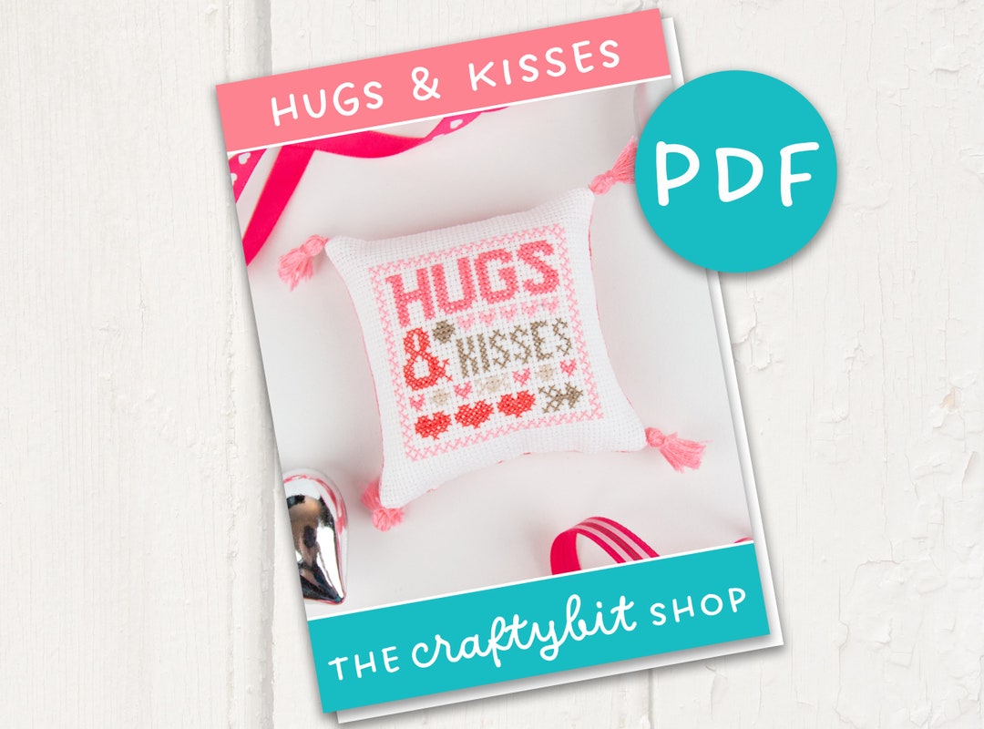 Hugs & Kisses PDF Cross Stitch Pattern - PDF Chart - Valentine Cross ...