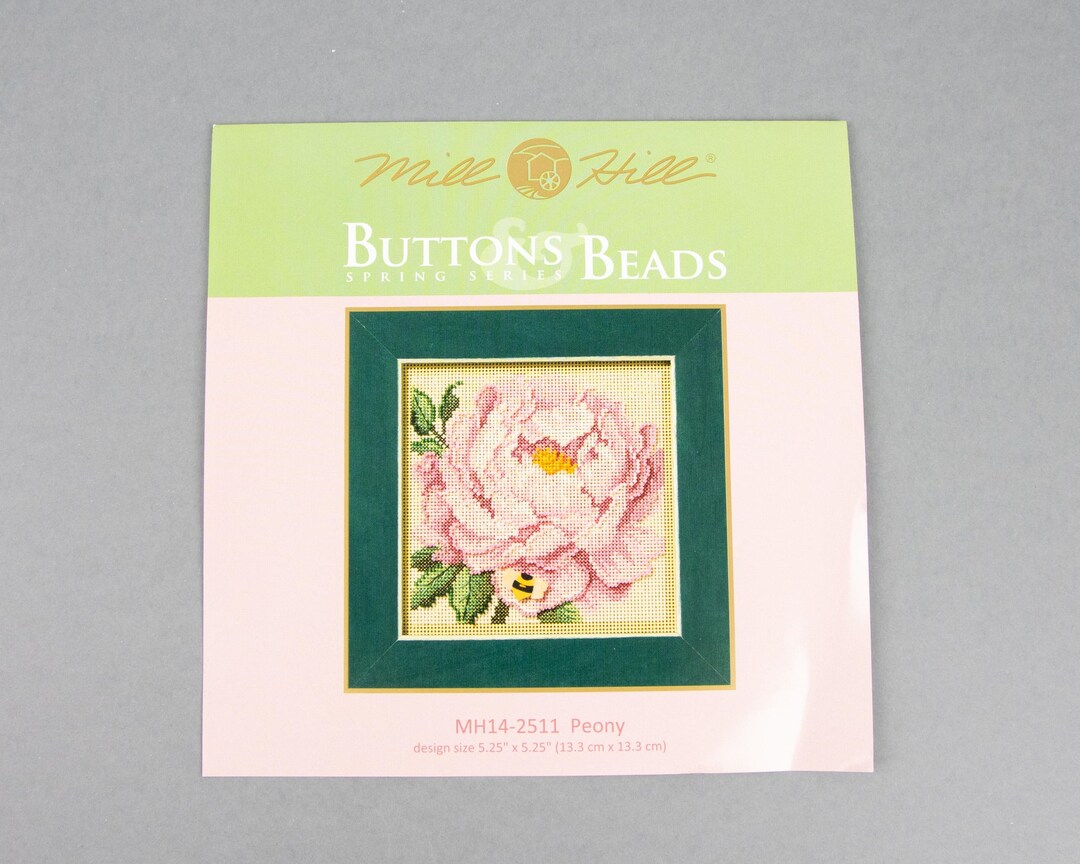 Peony Buttons & Beads Mill Hill Kit, Cross Stitch and Bead Kit, Incl ...