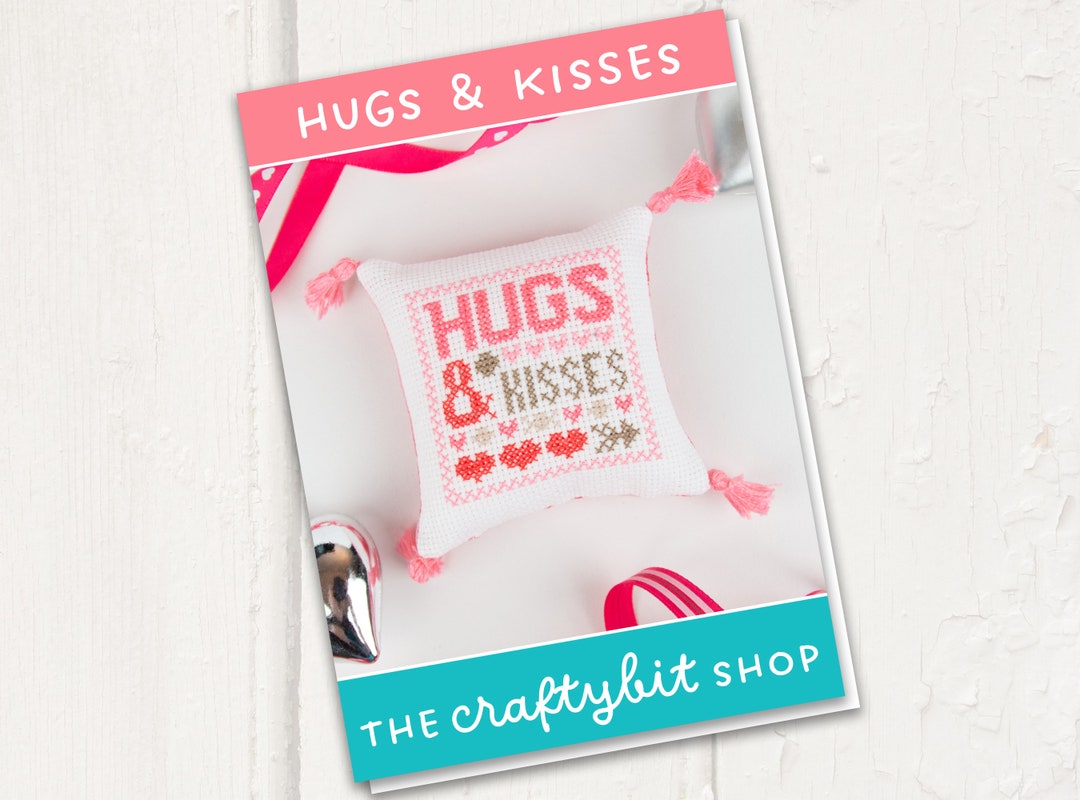 Hugs and Kisses Cross Stitch Pattern - Paper Chart - Valentine Cross ...