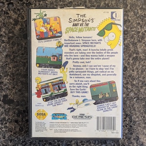 Authentic - the Simpsons: Bart VS the Space Mutants - Sega Genesis ...