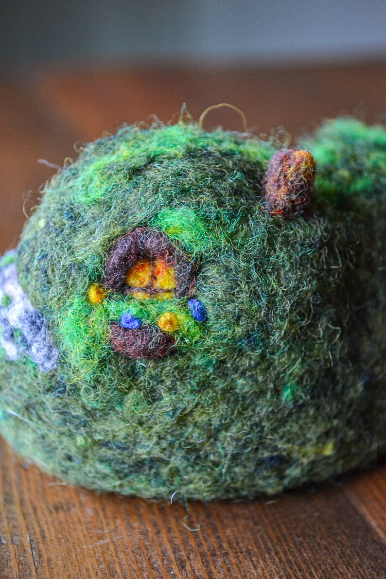 Needle Felted Pincushion, Hobbit House, Hobbit Hole, Fairy House, Gnome ...