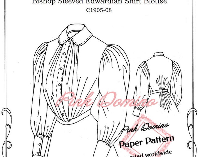 Edwardian Bishop Sleeved Shirt Blouse Pattern C1905-1908 Century ...