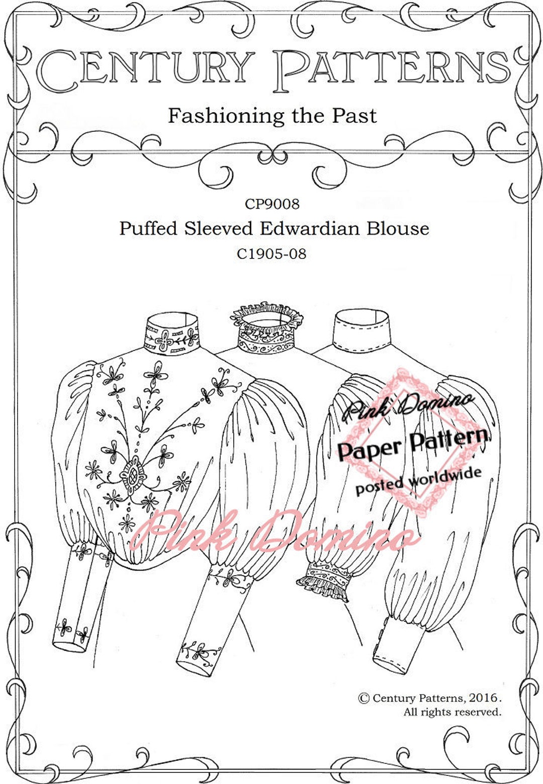 Edwardian Puffed Sleeved Blouse Pattern C1905-1908 Century Patterns ...