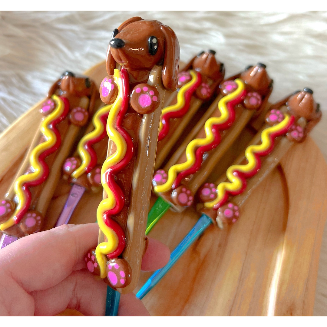 Weiner Dog Hot Dog Food Kawaii Hand Painted Nature Animal Crochet Hook ...