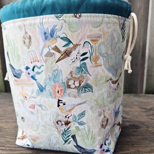 Sock Knitting Bag in Backyard Birds Print, Two at a Time Sock Project ...
