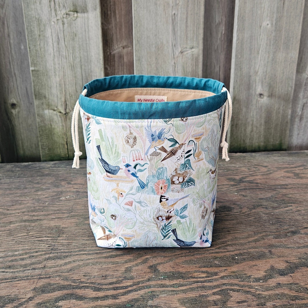 Sock Knitting Bag in Backyard Birds Print, Two at a Time Sock Project ...
