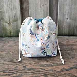 Sock Knitting Bag in Backyard Birds Print, Two at a Time Sock Project ...