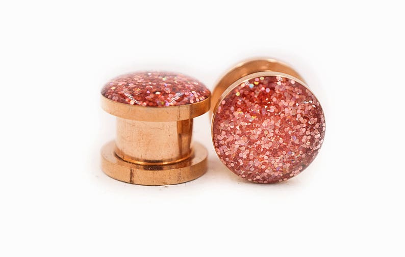 Rose Gold Iridescent Sparkle Plugs / 16g 10g 8g 6g 4g 2g - Etsy