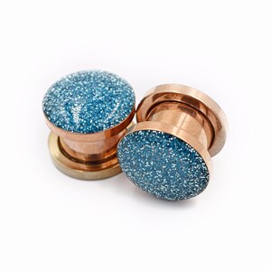 Sky Blue Sparkle Rose Gold Plugs / 16g 10g 8g 6g 4g 2g - Etsy