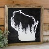 Wisconsin Wood Sign: 3D Lettering, Pine Tree Forest, Northwoods Decor ...