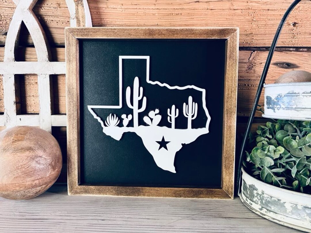 Texas Cactus Sign | Texas State Sign | House Warming Gift Idea | State ...