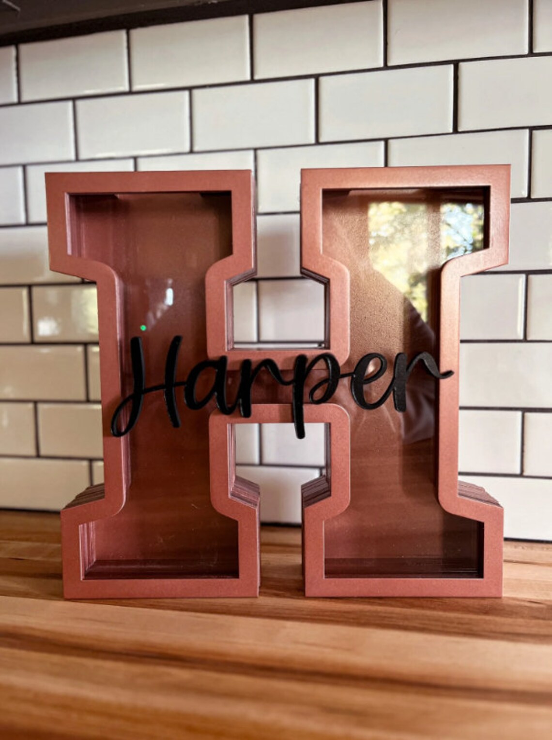 Personalized Initial Piggy Bank: Laser Cut Name, Custom Coin Bank - Etsy