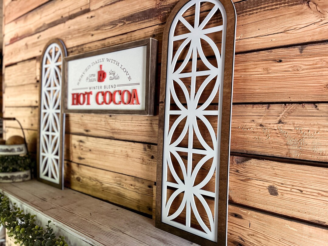 Set of Church Window Wall Decor | Farmhouse Window | Wooden Arch ...