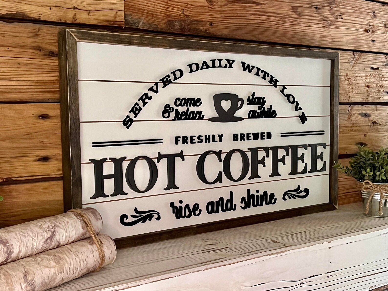 Coffee Bar Sign Hot Coffee Farmhouse Sign Hot Coffee - Etsy