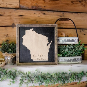 Wisconsin Badger State Sign | Wisconsin Art | Wisconsin Home Sign ...