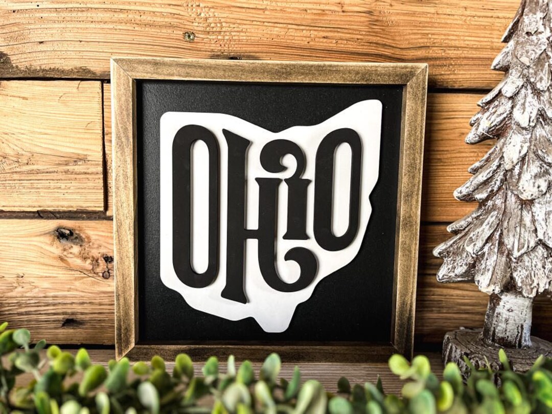 Ohio Art Ohio Sign Ohio Home Sign Framed Wood Sign Ohio Home Decor ...