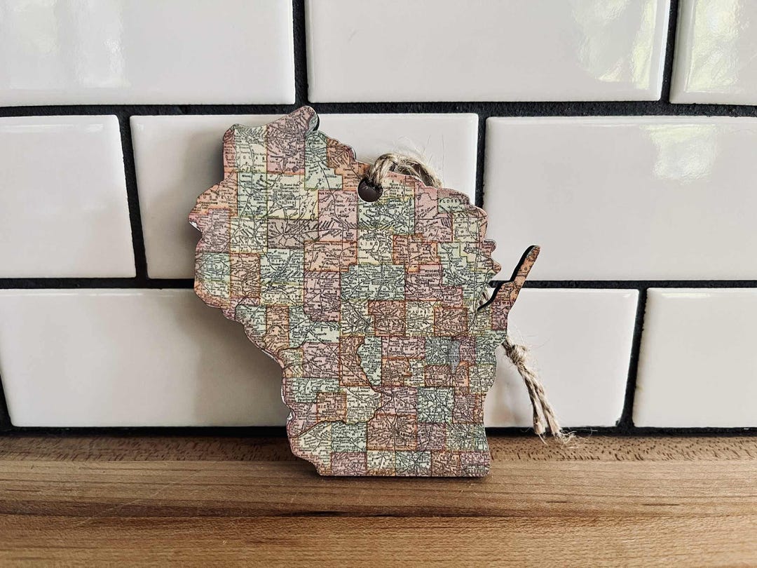 Wisconsin Map Ornament – Vintage State Christmas Tree Decoration ...