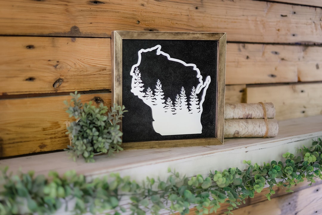 Wisconsin Northwoods Art: Handmade Framed Wood Sign - Etsy