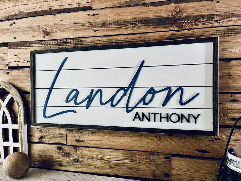 Personalized Nursery Name Sign – Custom Wood Baby Name Sign With First ...