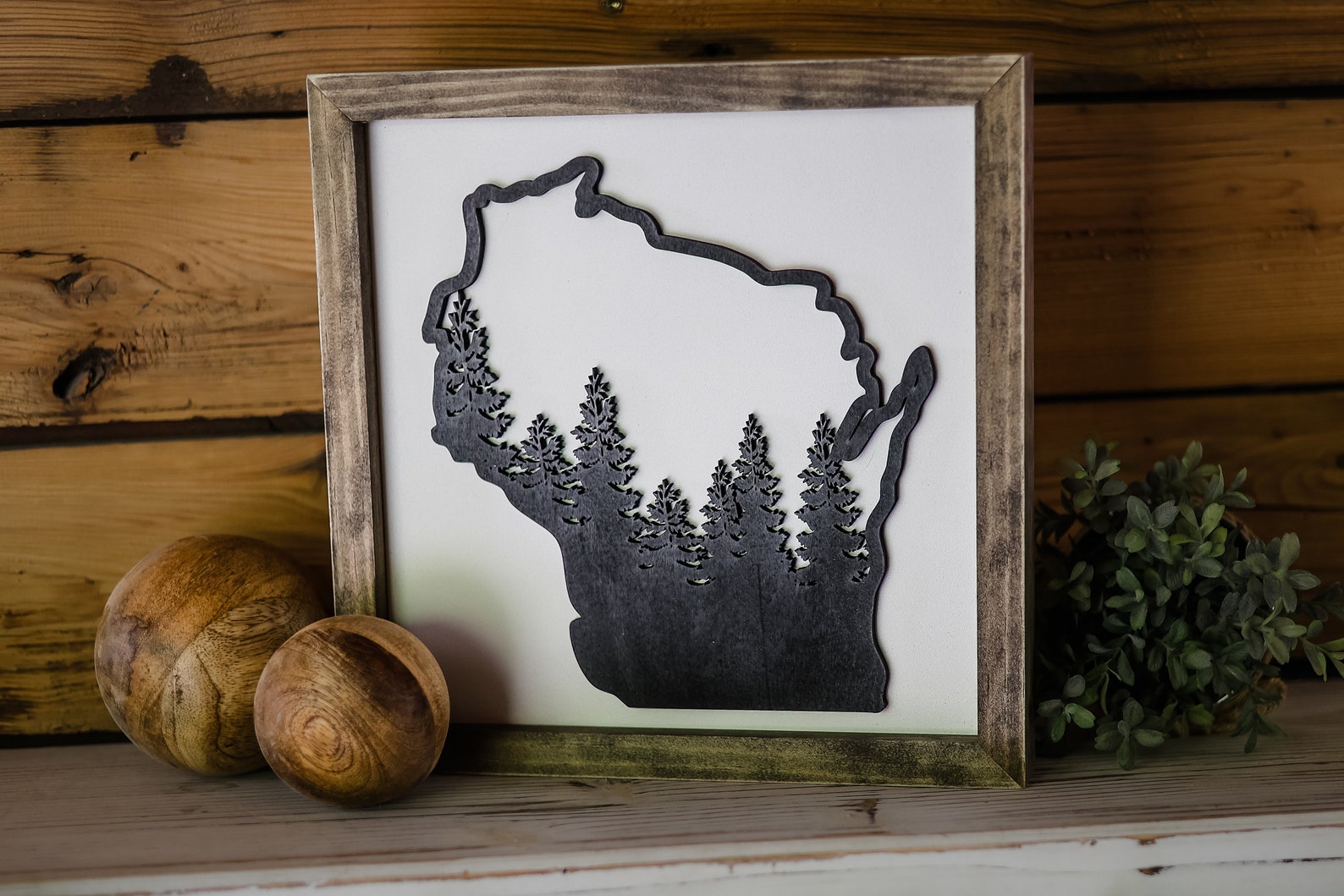 Wisconsin Northwoods Art: Handmade Framed Wood Sign - Etsy