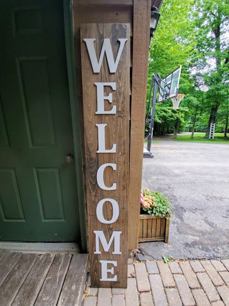 Raised Letter Welcome Sign Vertical Welcome Sign Rustic - Etsy