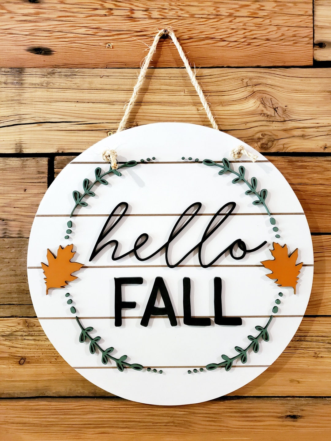 Hello Fall Round Sign Fall Front Door Sign Round Welcome Sign Fall ...