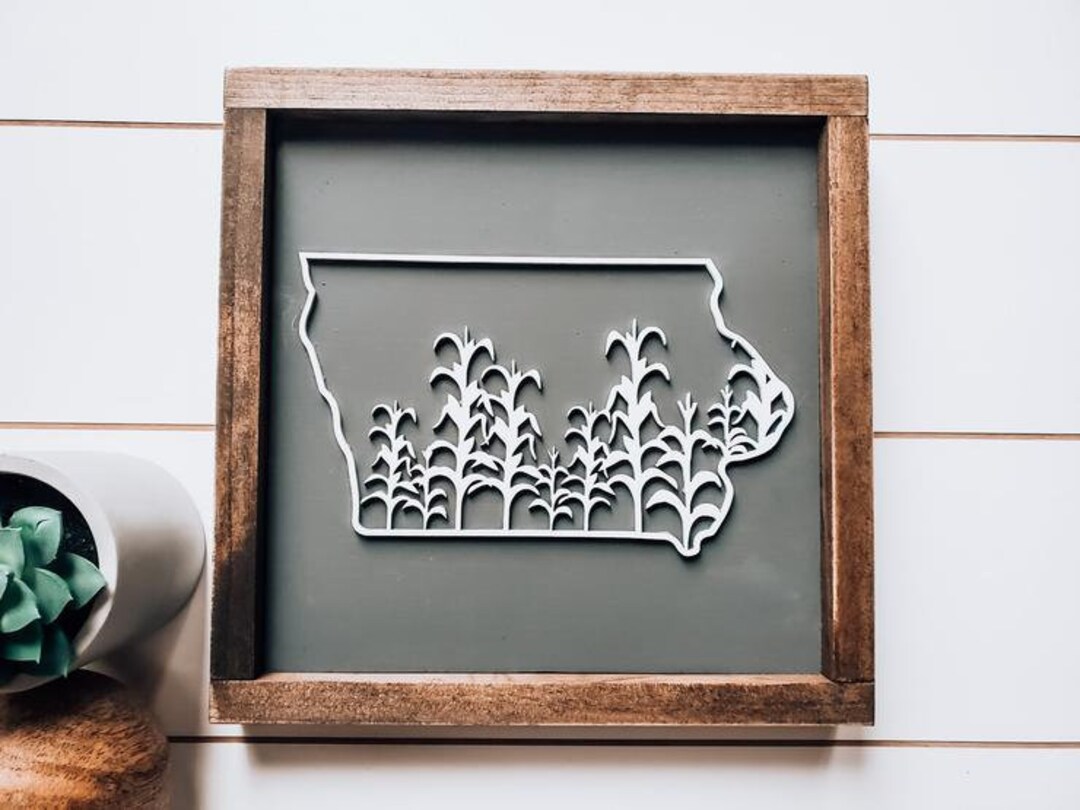 Iowa Corn Stalk Sign: Rustic Farmhouse Home Decor - Etsy