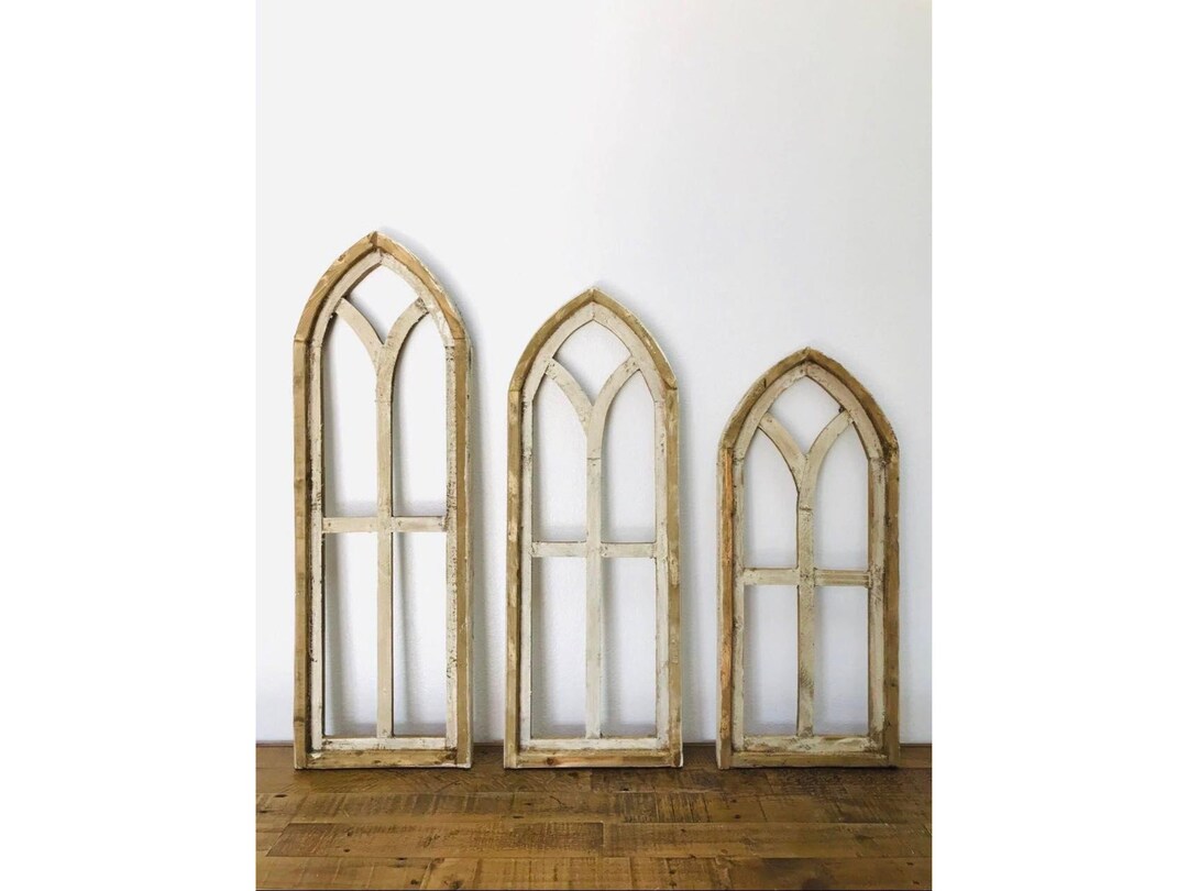 Cathedral Wood Arches, 2 PC Set, White | Church Window Wall Decor ...