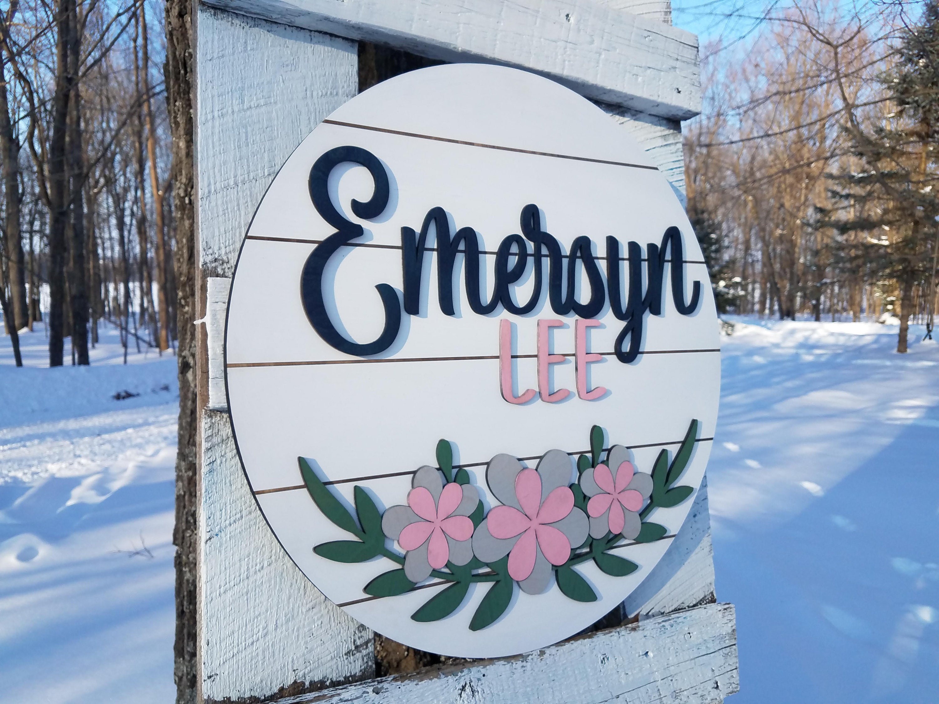 24 Round Custom Name Wood Sign Shiplap Sign Nursery | Etsy