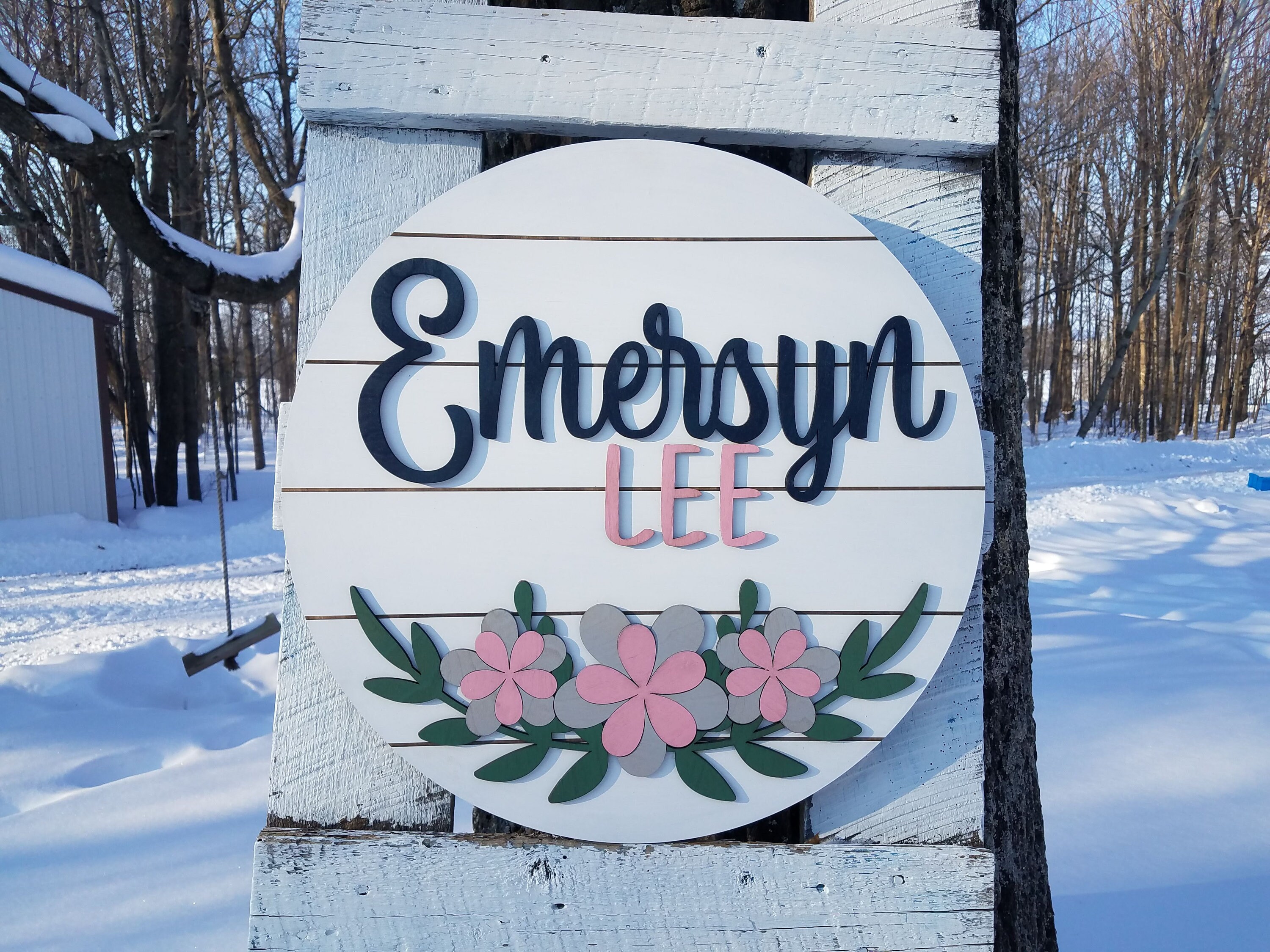 24 Round Custom Name Wood Sign Shiplap Sign Nursery | Etsy