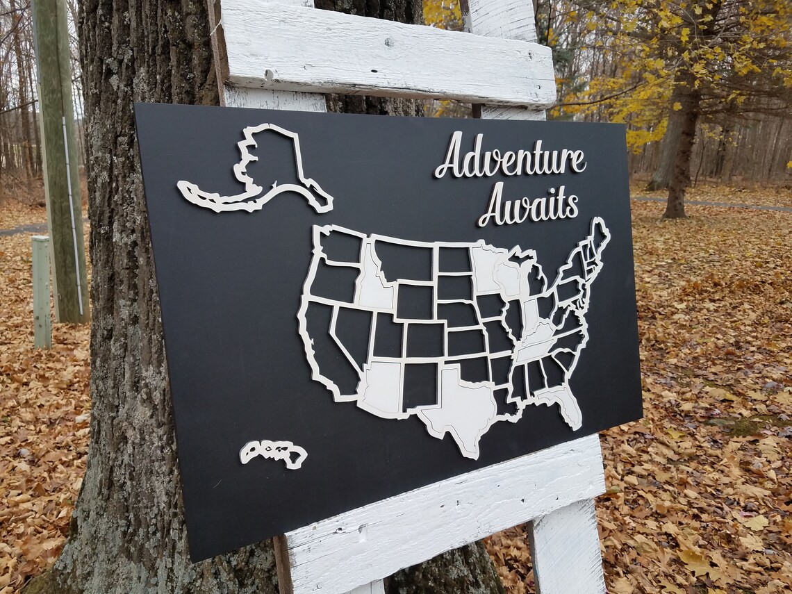 Large USA Travel Tracker Puzzle Wooden USA Map USA Map - Etsy
