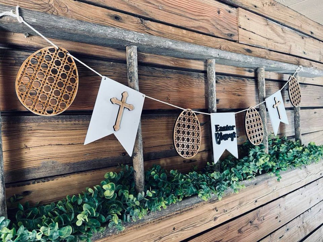Easter Christian Banner | Easter Decor | Mantel Decor | Wooden Banner ...