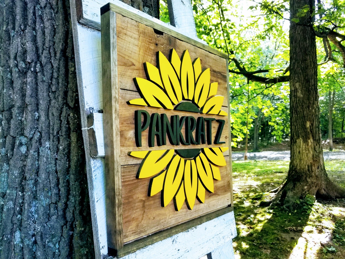 Sunflower Monogram Sign Sunflower Decor Custom Sunflower | Etsy