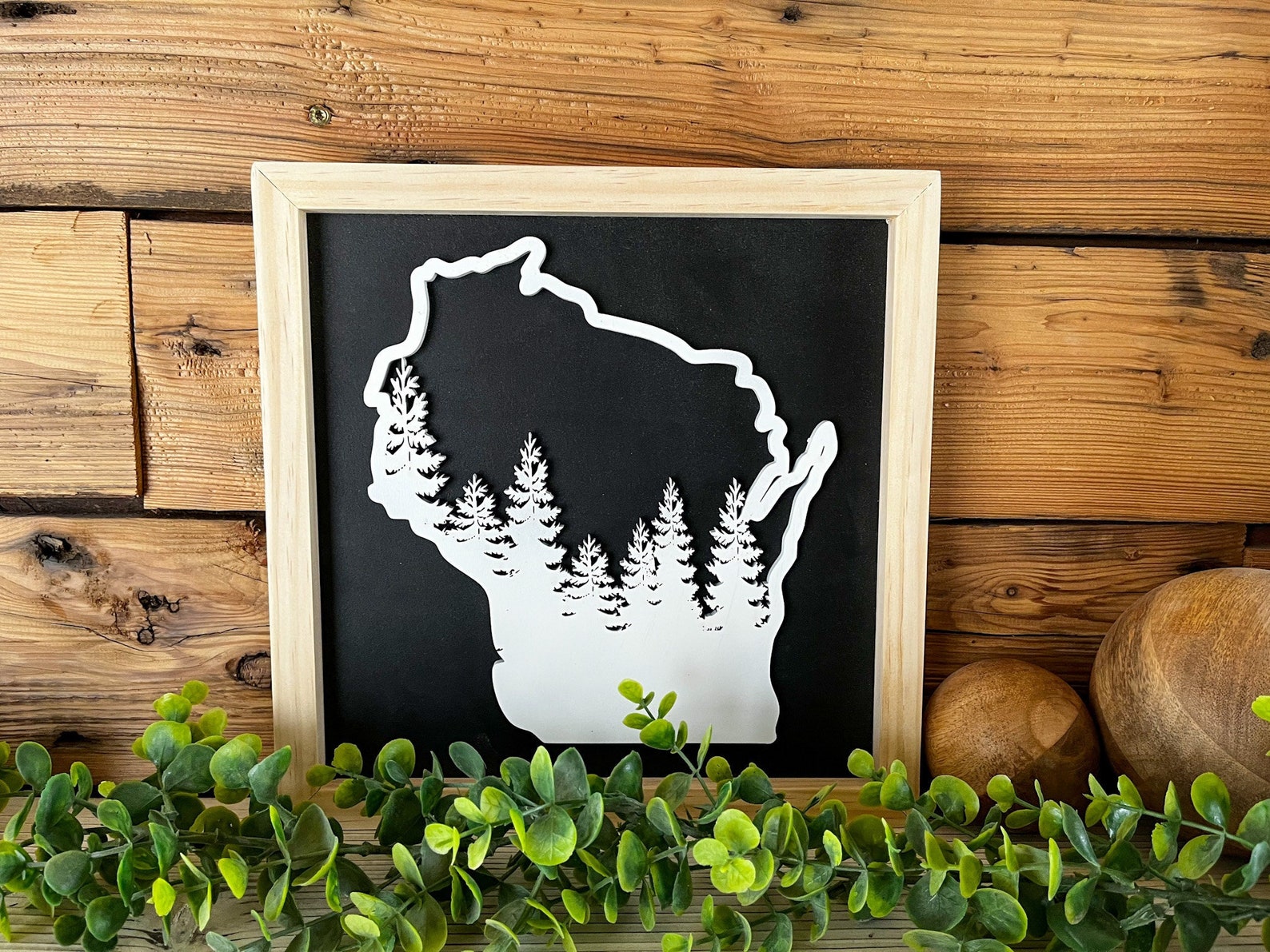 Wisconsin Northwoods Art: Handmade Framed Wood Sign - Etsy