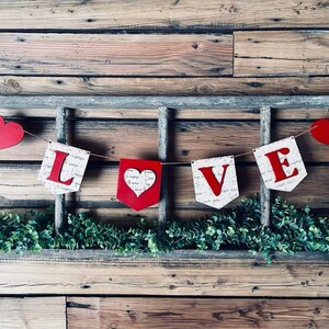 Valentine's Day Banner | Valentine's Day Decor | Mantel Decor | Wooden ...