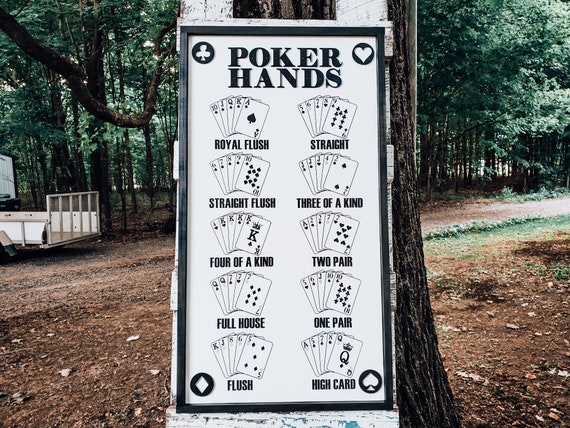 Poker Sign Poker Hands Poker Room Decor Poker Hands Wall | Etsy
