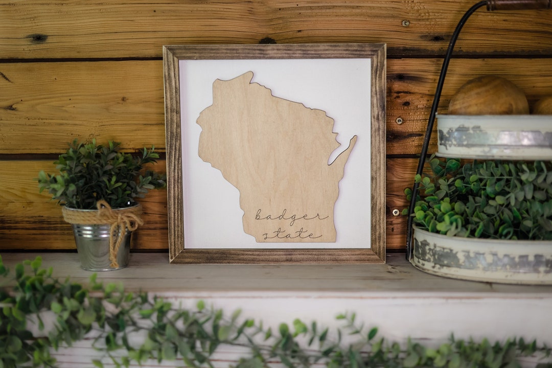 Wisconsin Badger State Sign | Wisconsin Art | Wisconsin Home Sign ...