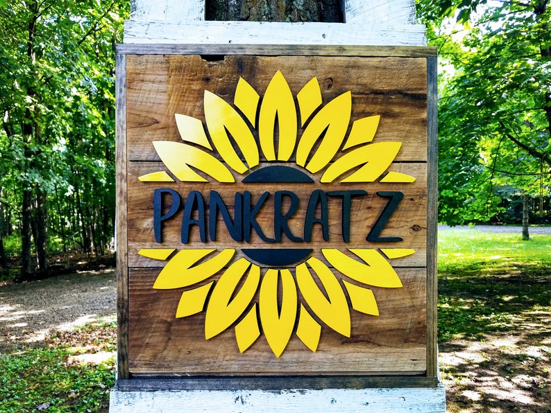 Sunflower Monogram Sign Sunflower Decor Custom Sunflower - Etsy