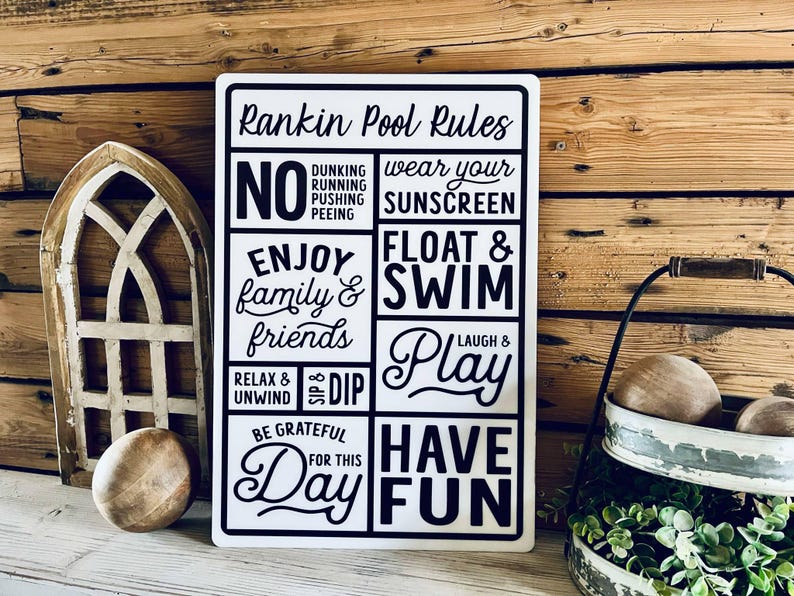 Custom Pool Rules Acrylic Sign: Personalized Family Decor - Etsy
