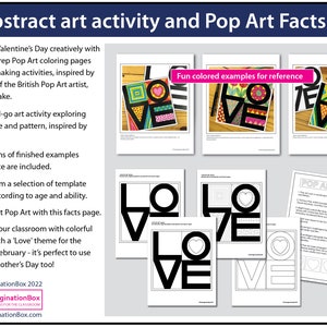 Valentines Day Coloring Pages, Pop Art Activities and Card Making ...