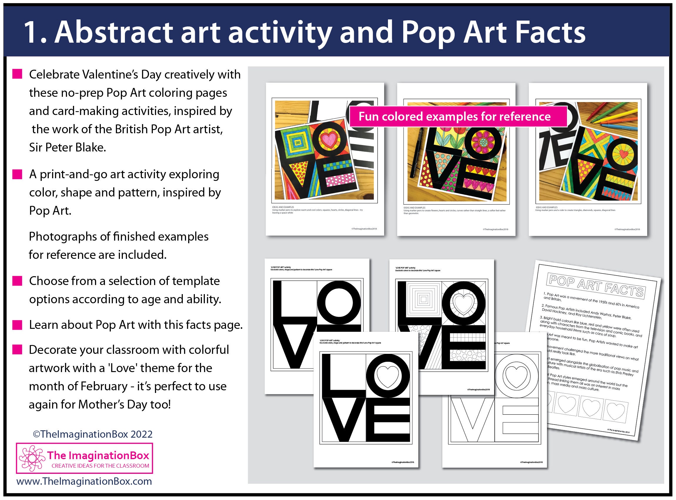 Valentine's Day Pop Art Coloring Pages: Card Making Printables (digital ...