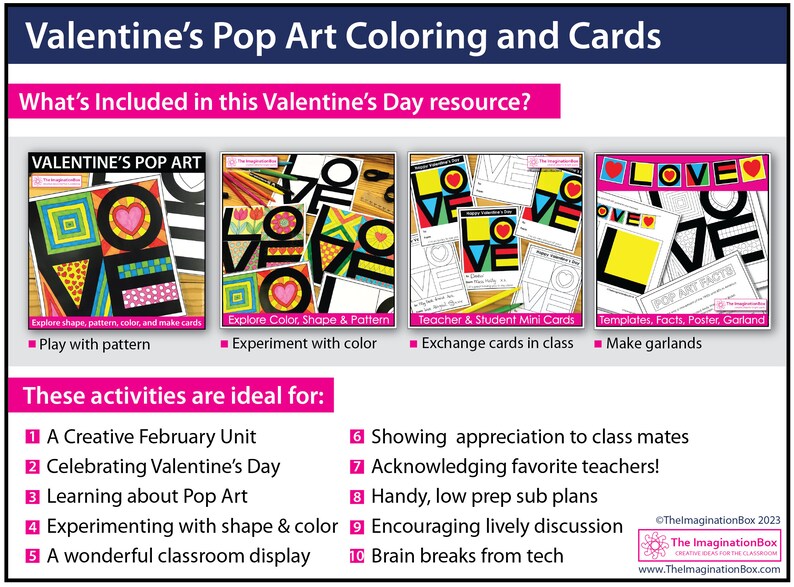 Valentine's Day Pop Art Coloring Pages: Card Making Printables (digital ...
