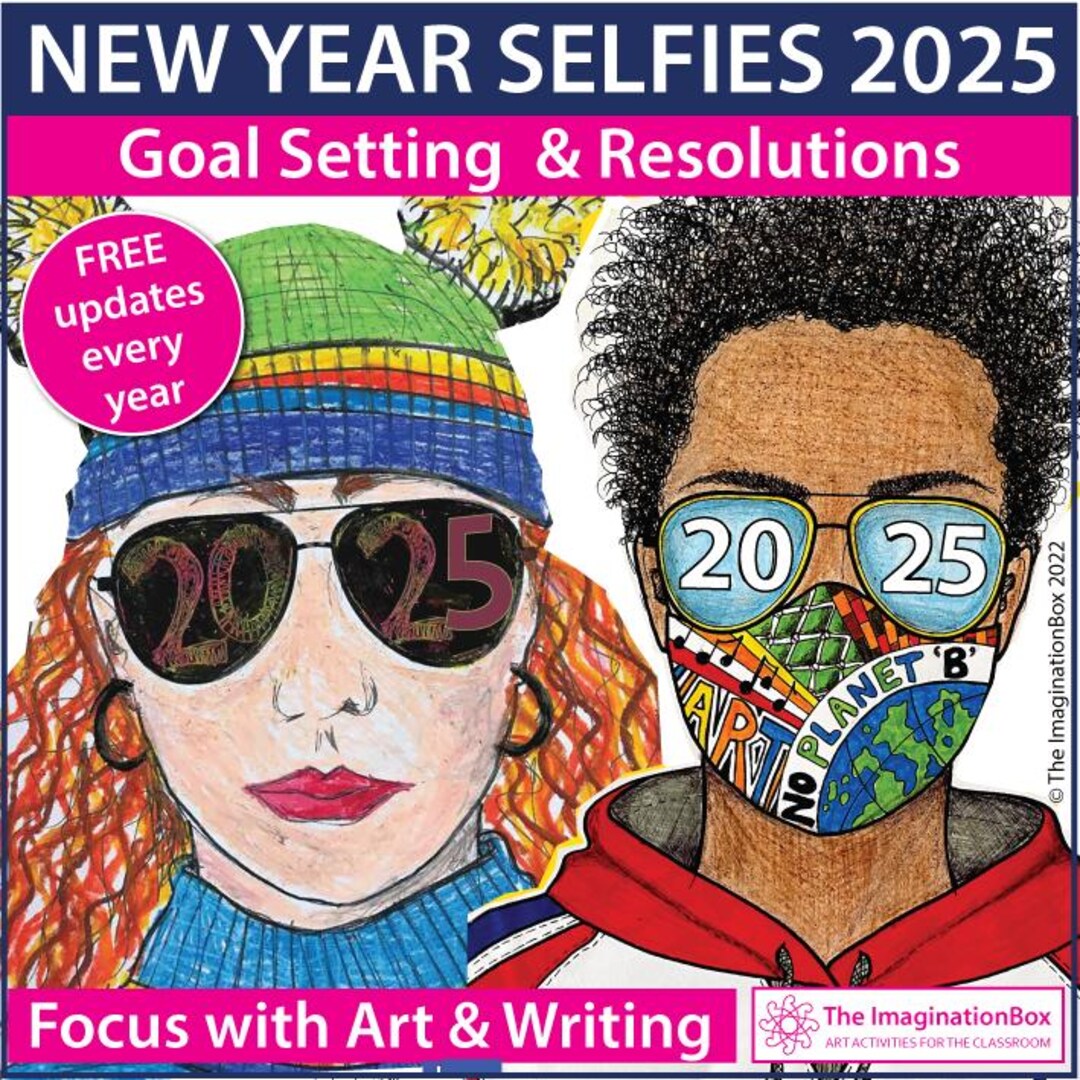 New Years 2025 Selfie Coloring Pages, Goal Setting Resolutions ...