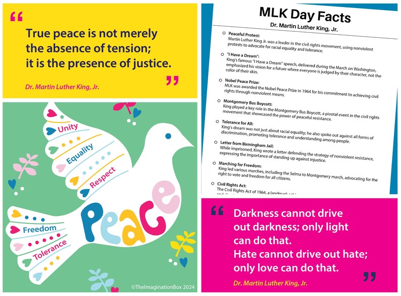 MLK Day Peace Doves Coloring Sheets, Martin Luther King Jr Art ...