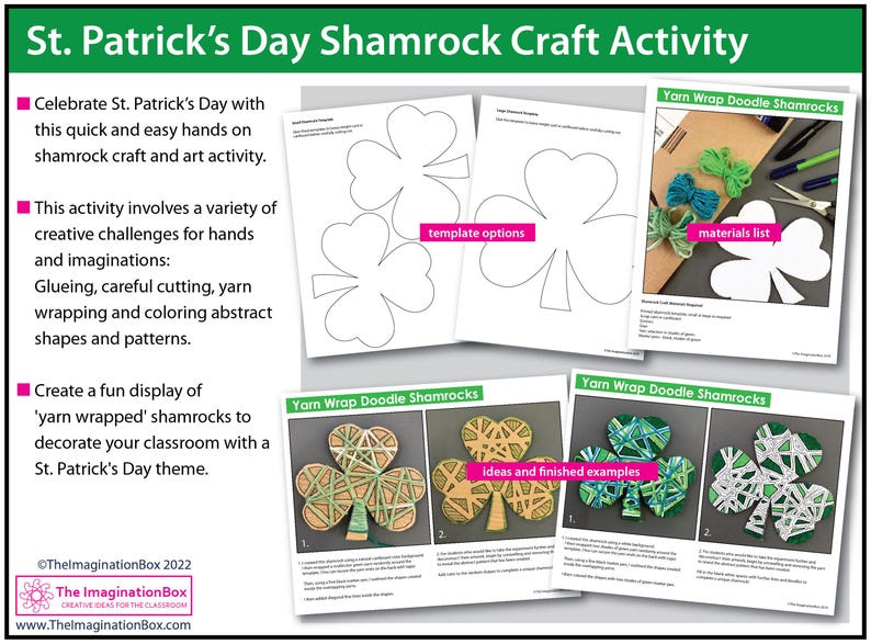 St. Patrick's Day Craft Activity, Shamrock Doodle Art Coloring Pages ...