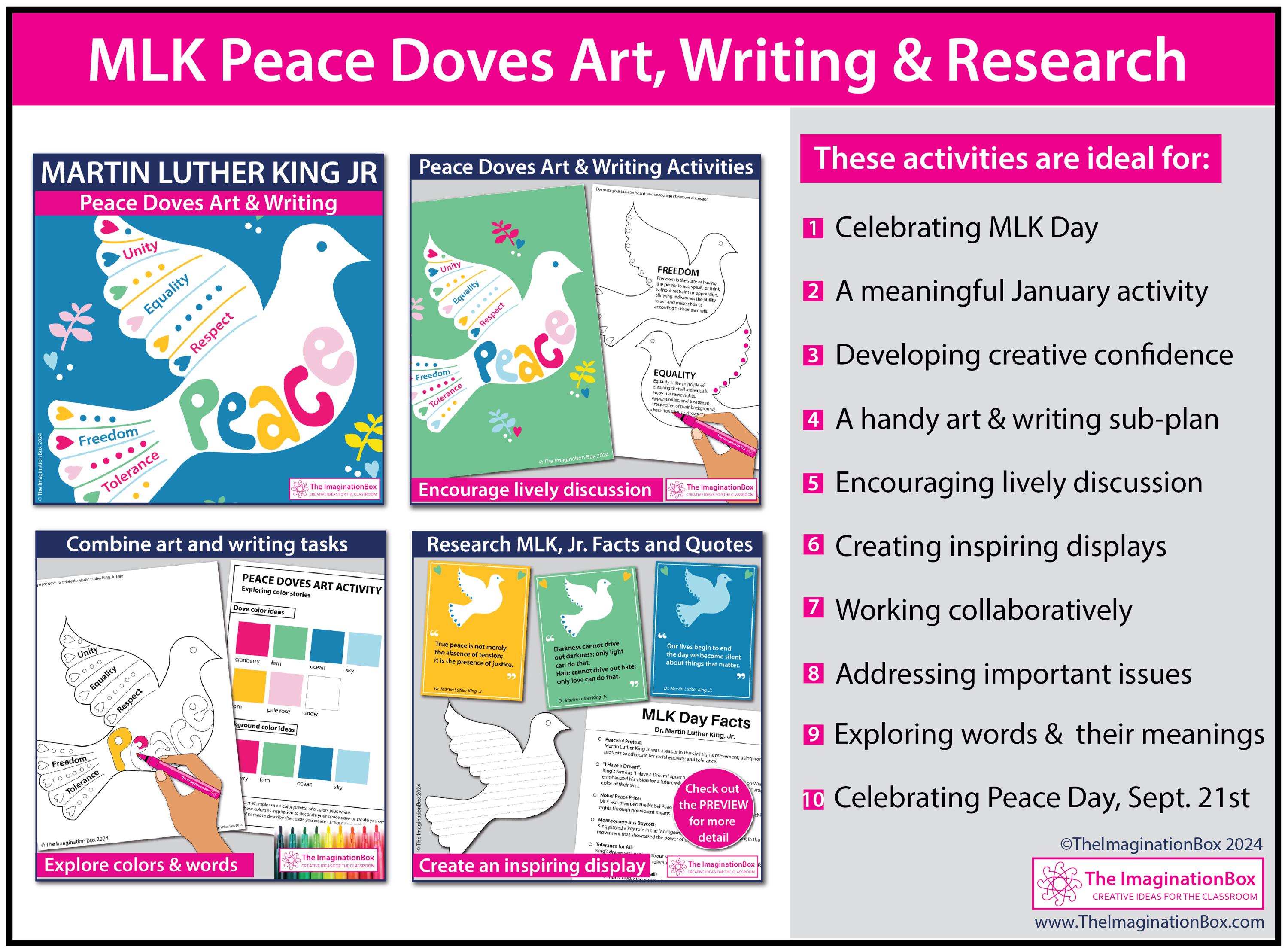 MLK Day Peace Doves Art & Writing Activity (PDF Download) - Etsy